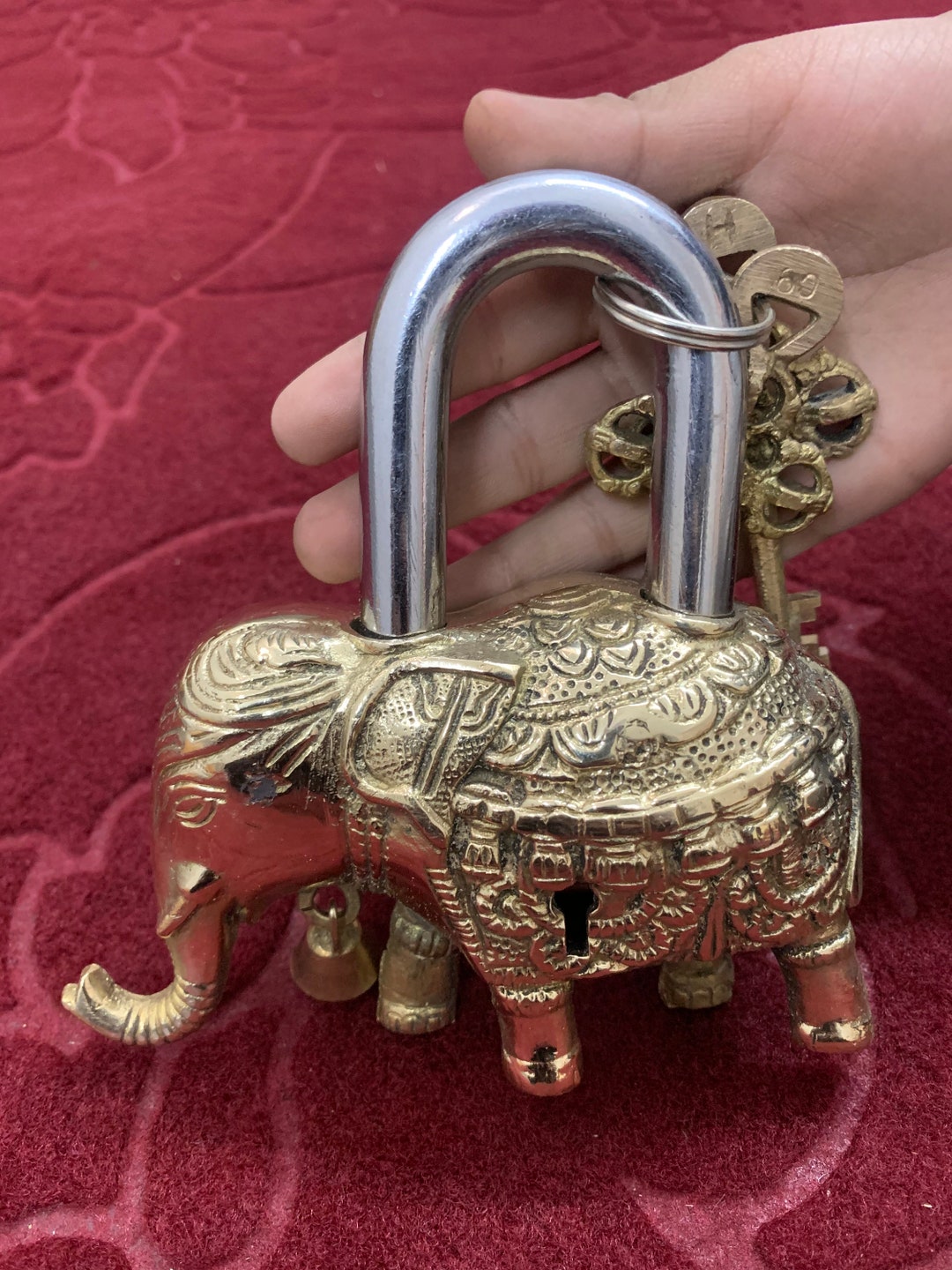 BRASS PADLOCK Elephant Shape Solid Style Brass Lock With Two Keys - Etsy