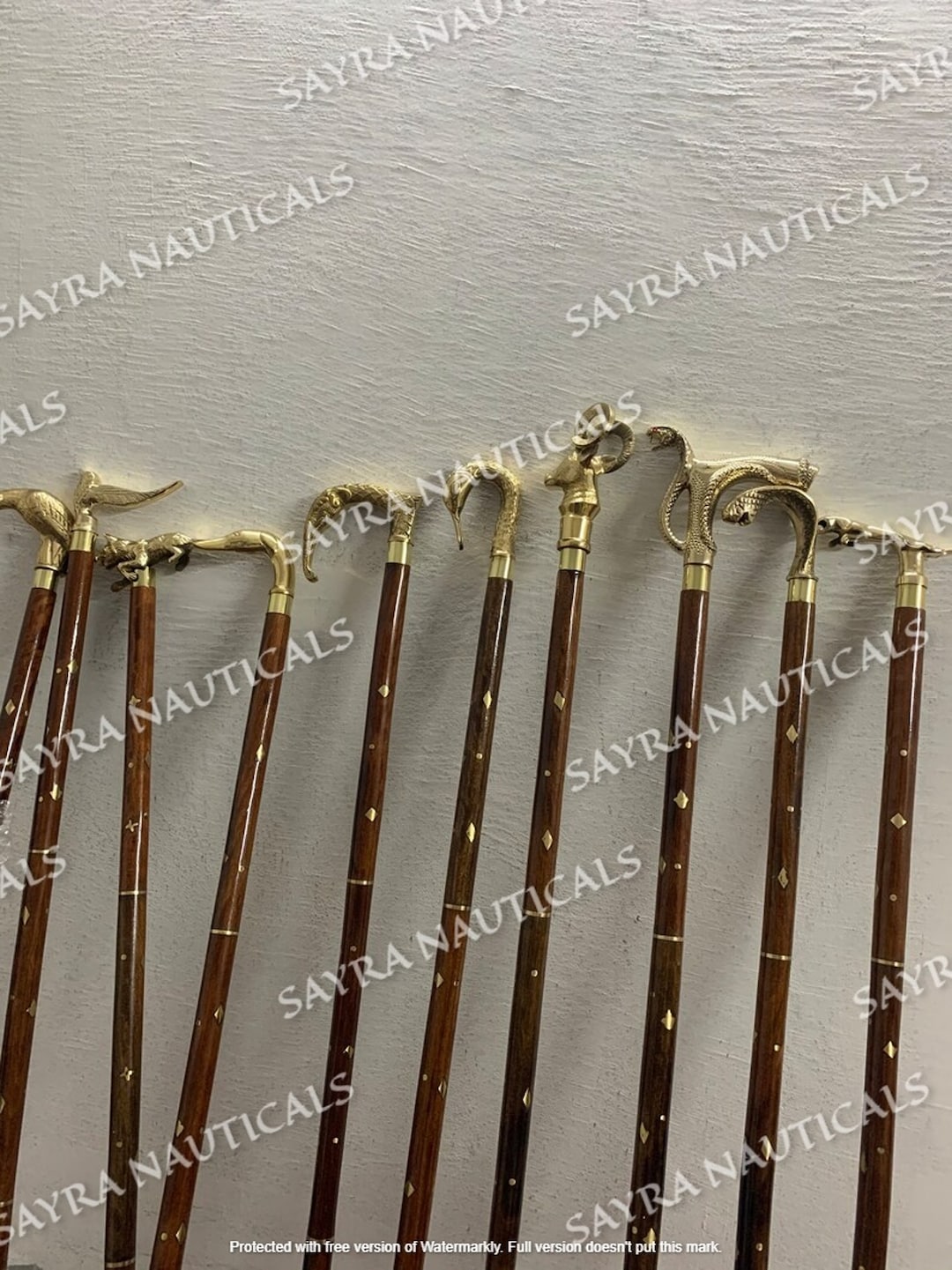 Handmade Brass Handle Walking Stick: Rosewood Victorian Cane - Etsy