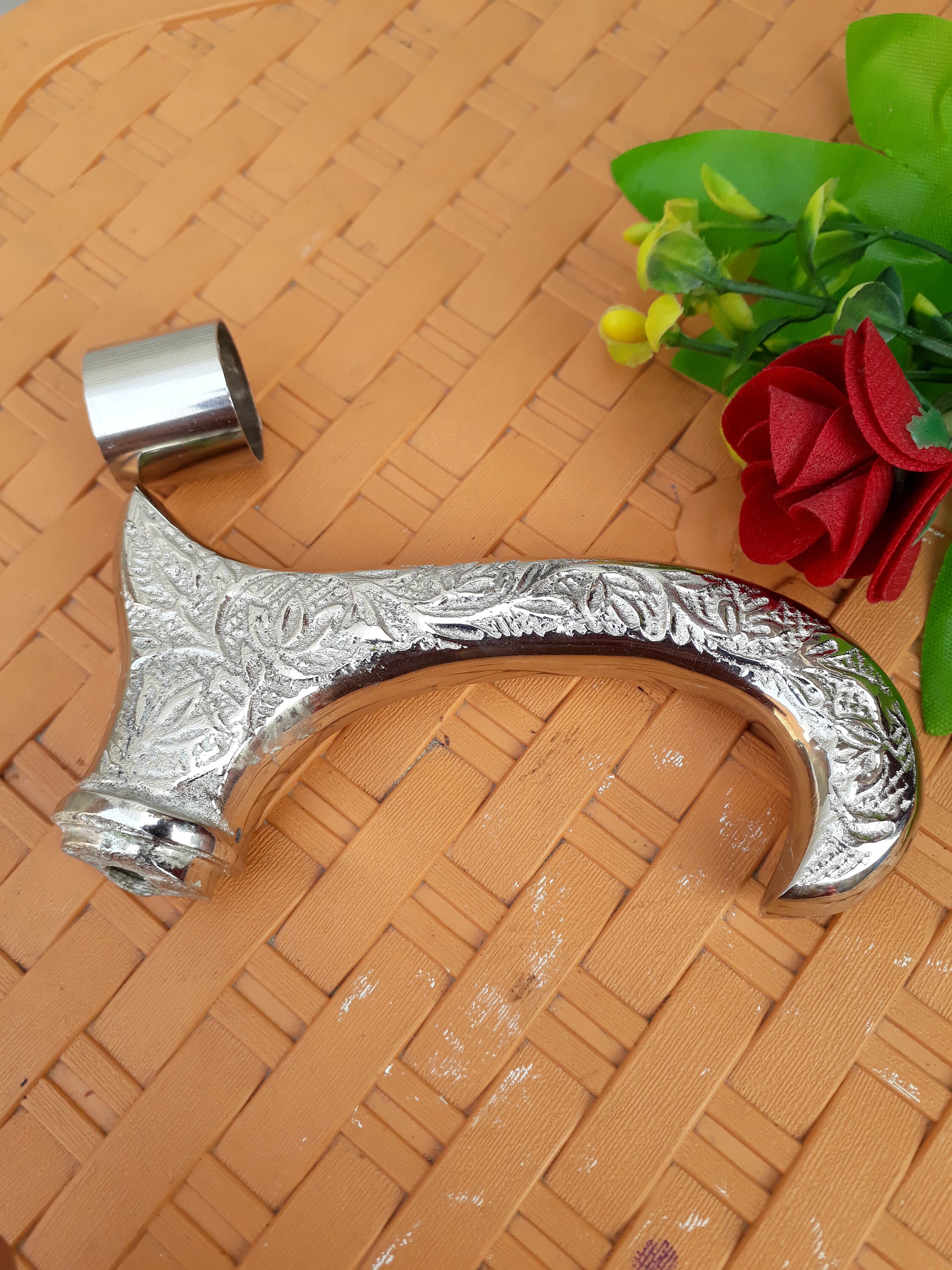 Silver Vintage Walking Cane Stick Handle Brass Design Handmadeonly ...