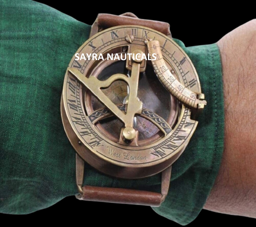 Directional Magnetic Sundial Clock Wrist Marine Compass Navigation ...