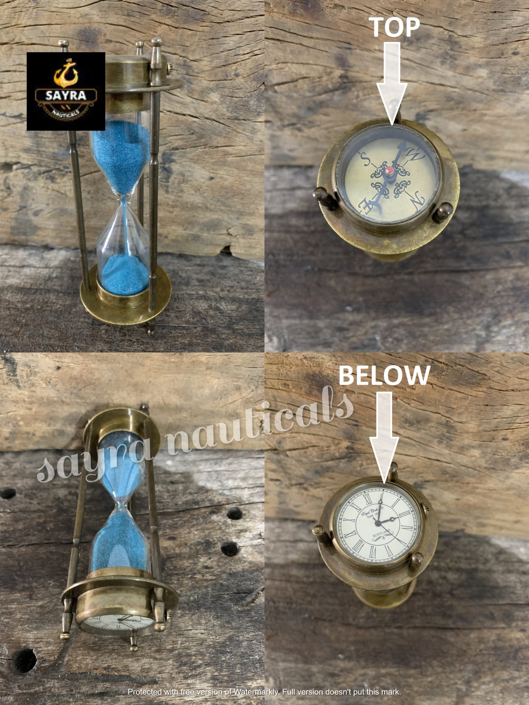 Sand Timer With Compass & Watch on the Top of the Sandtimer-5 Minute ...