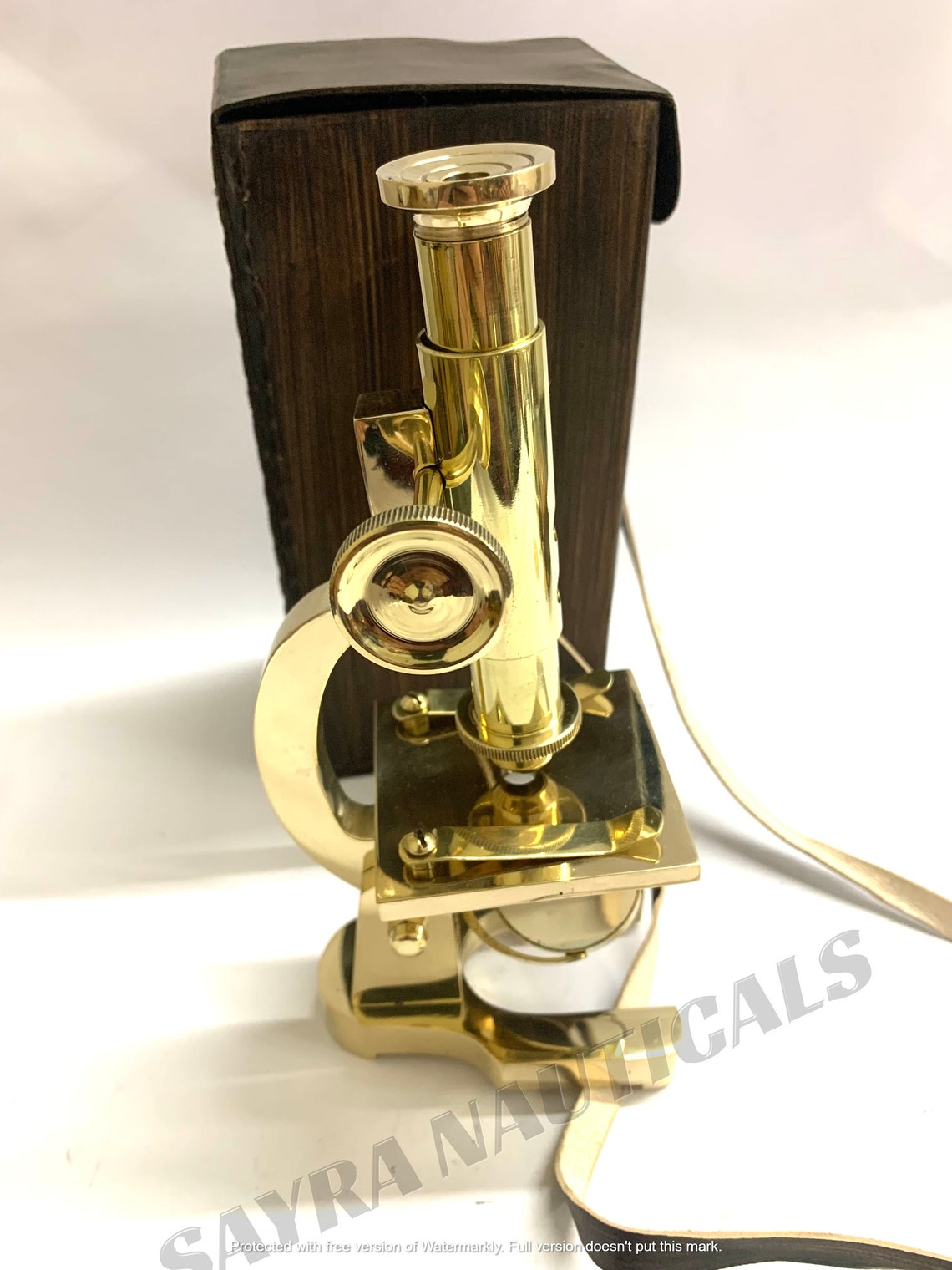 Brass Microscope Student Microscope 7 Inch Vintage Type With Leather ...