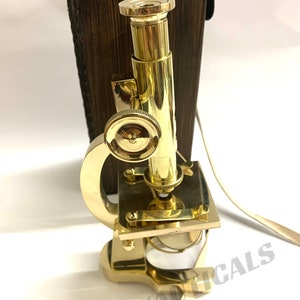 Brass Microscope Student Microscope 7 Inch Vintage Type With Leather ...