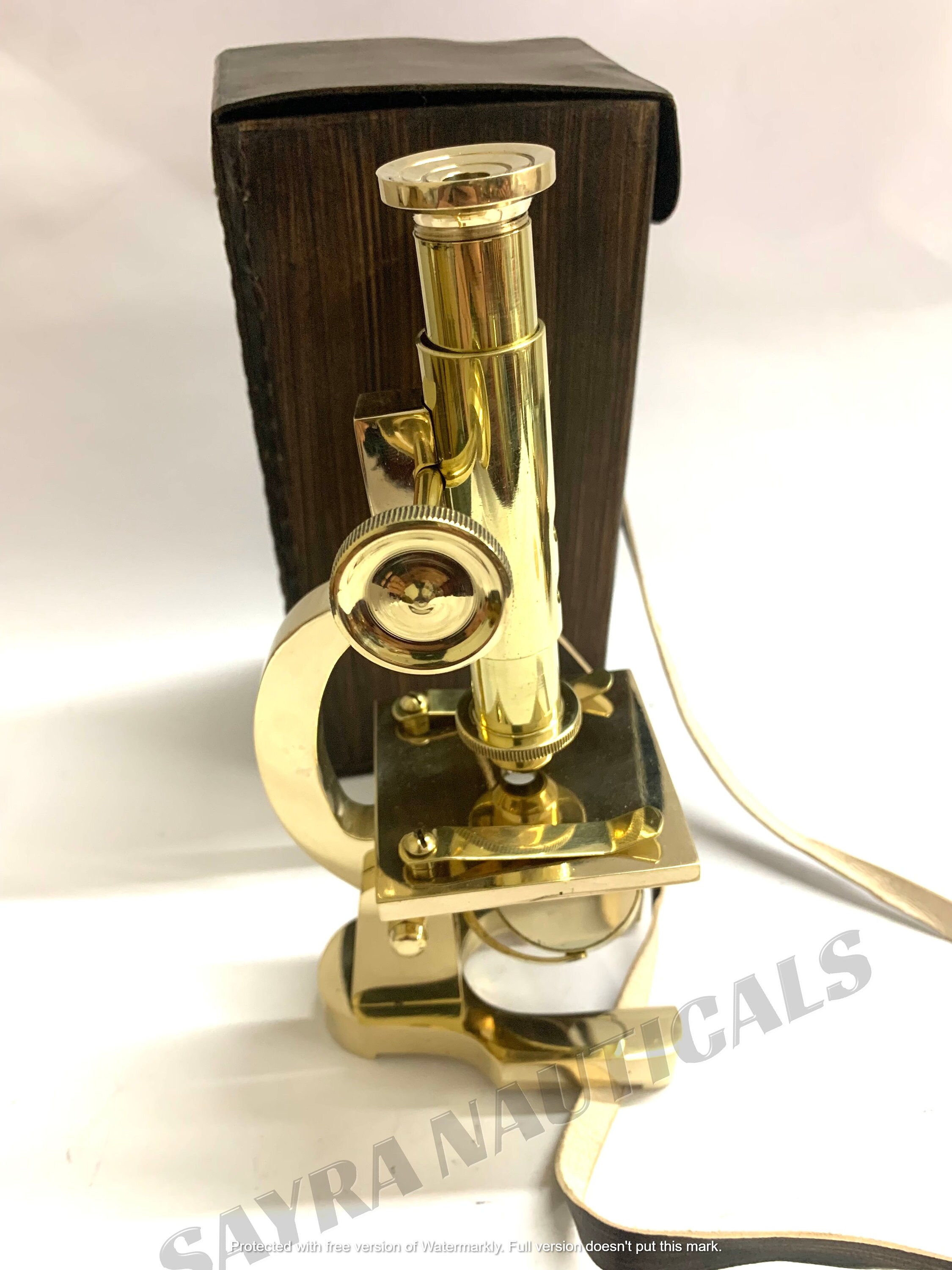 Brass Microscope Student Microscope 7 Inch Vintage Type With Leather ...