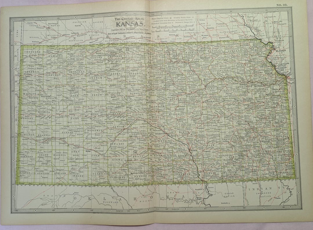 Antique Maps, Book Print Maps, Century Atlas of the World, Benjamin ...