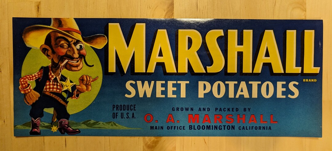 Vintage Marshall Sweet Potato Crate Label: 1930s CA Fruit - Etsy