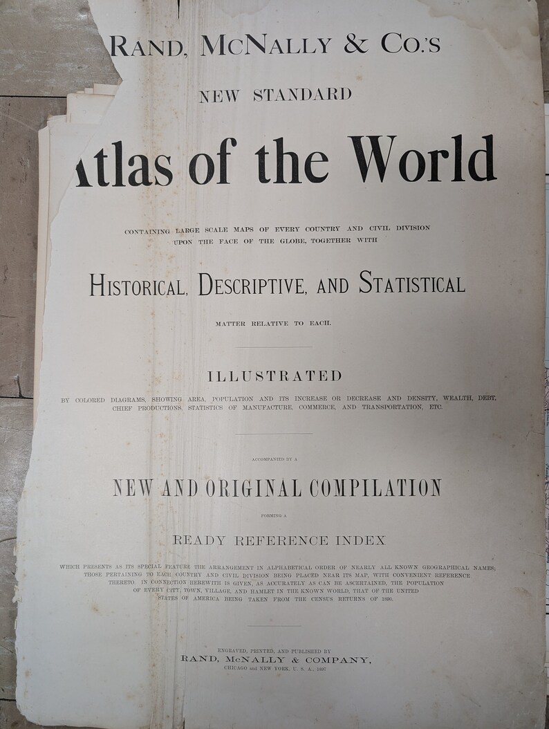 Vintage World Maps, South Amrica, Atlas Page Map, Atlas Pages, Wall Art ...