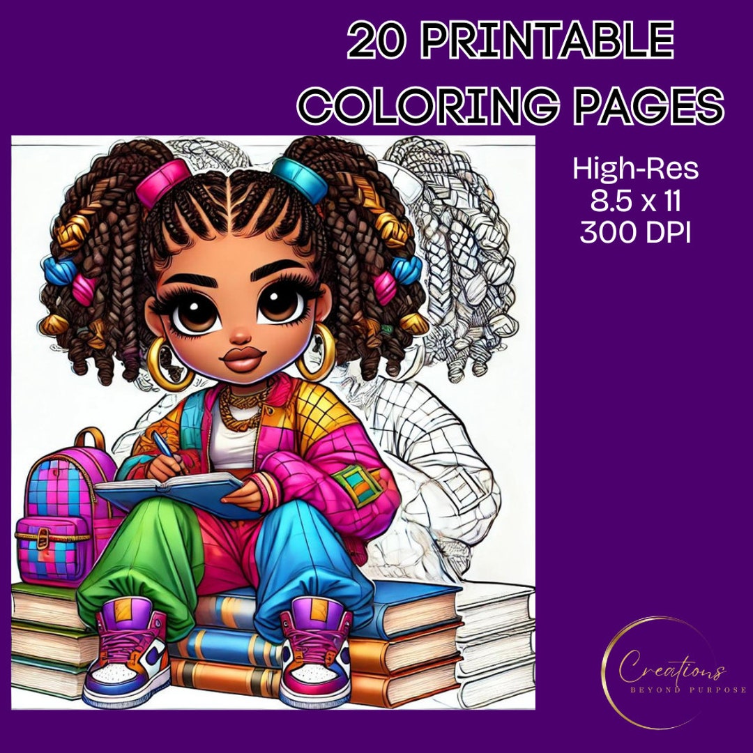 Printable Coloring Pages - Chibi African American Girls Coloring Page ...