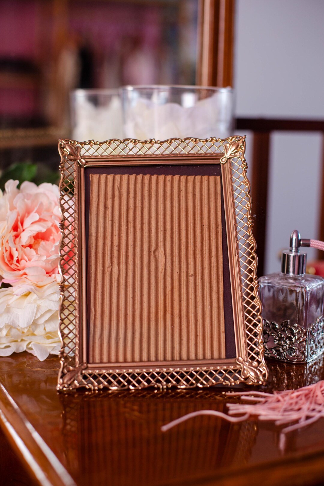 Vintage 5x7 Gold Metal Wire Lace Frame - Etsy