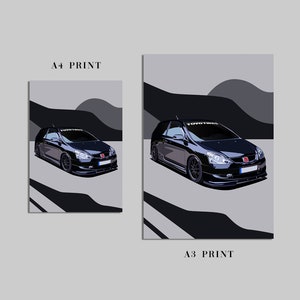 Honda - EP3 Type R | 2 Frame Options / Print Only Also Available (A5-A3 ...