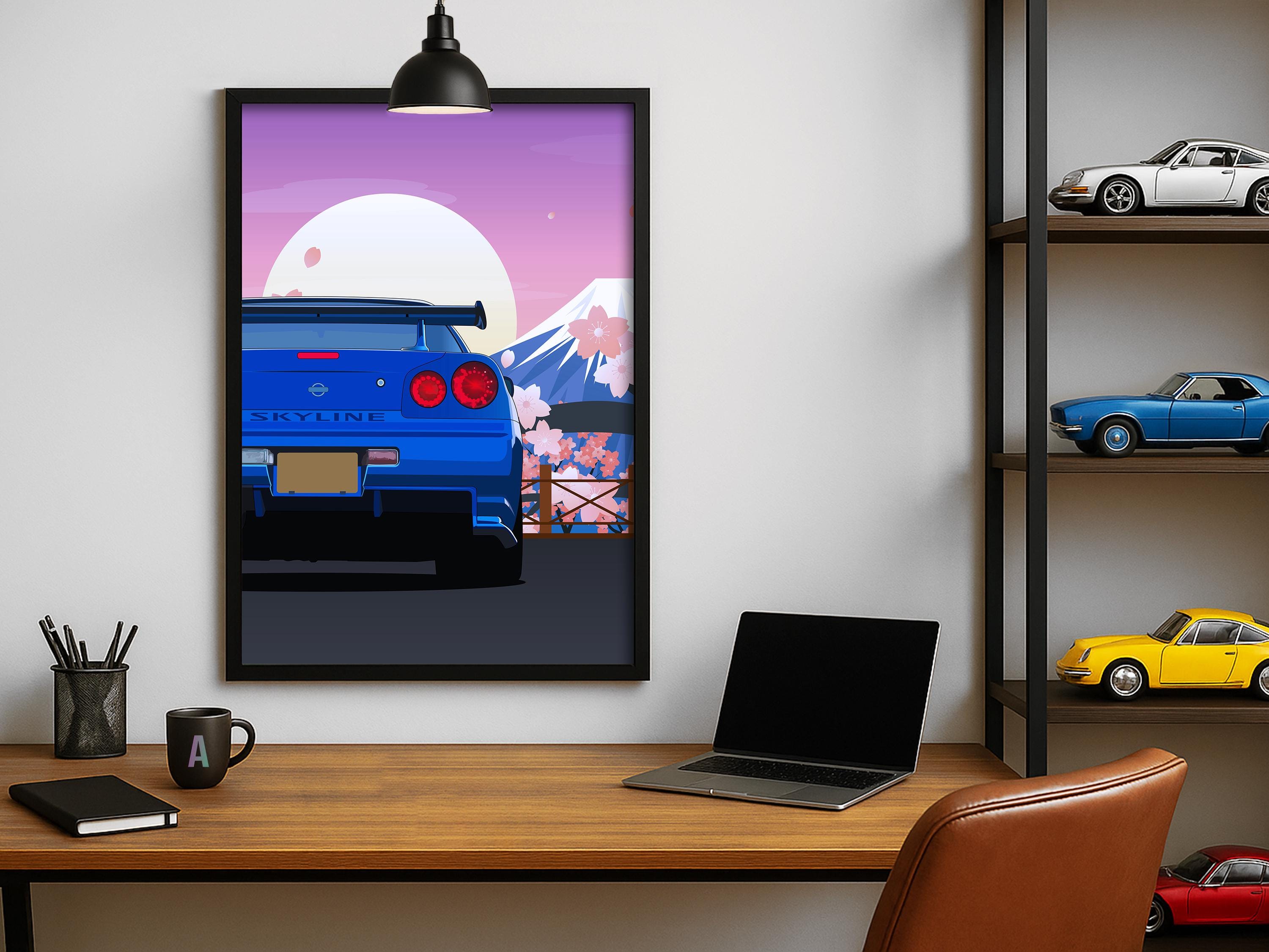 Nissan - R34 Skyline Rear | 2 Frame Options / Print Only Also Available ...