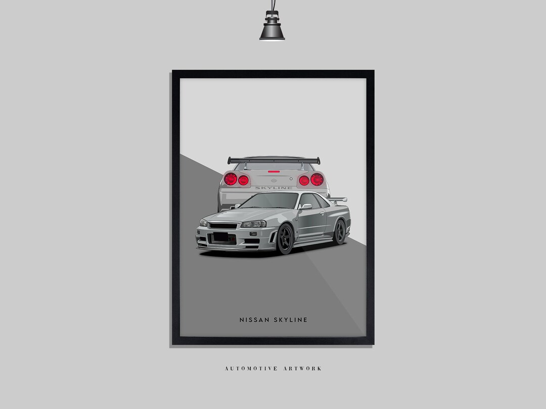Nissan - R34 Skyline | 2 Frame Options / Print Only Also Available (A5 ...