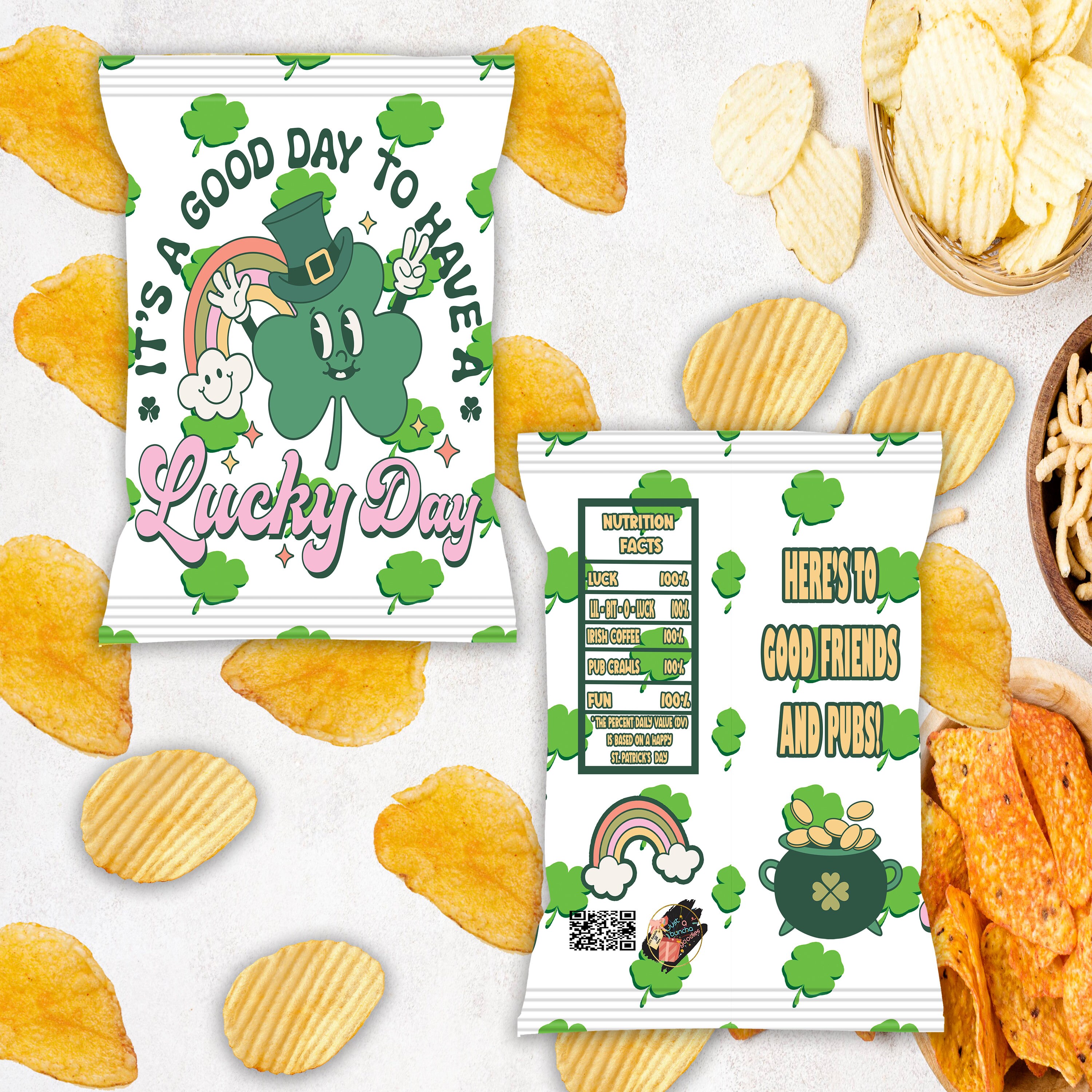 St. Patrick's Day Chip Bag Digital File, St Patty's Day Instant ...