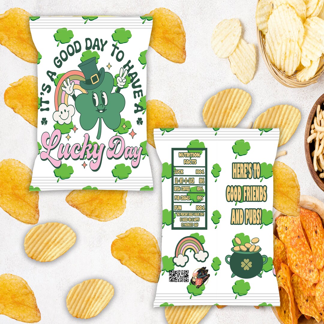 St. Patrick's Day Chip Bag Digital File, St Patty's Day Instant ...