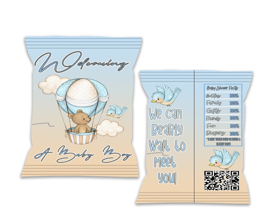 Baby Shower Chip Bag, Baby Shower for Boy, Boy Baby Shower, Chip Bag ...