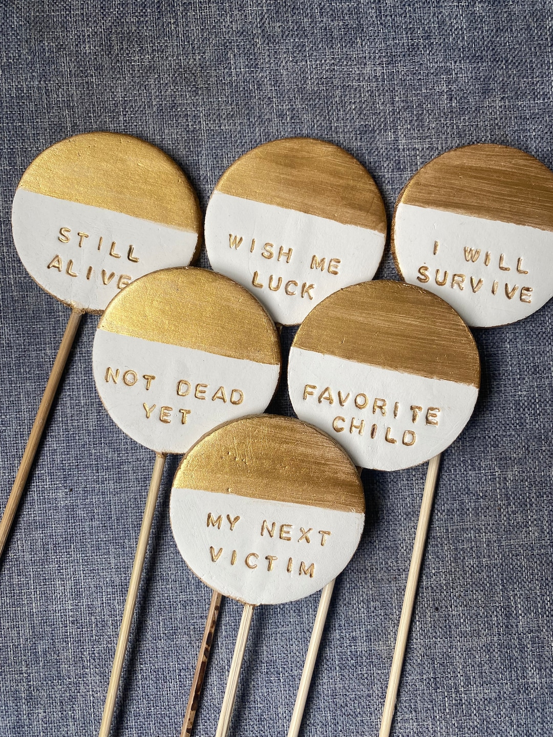 Plant Power & Puns: Funny Motivational Quote Clay Plant Stakes set of 6 ...