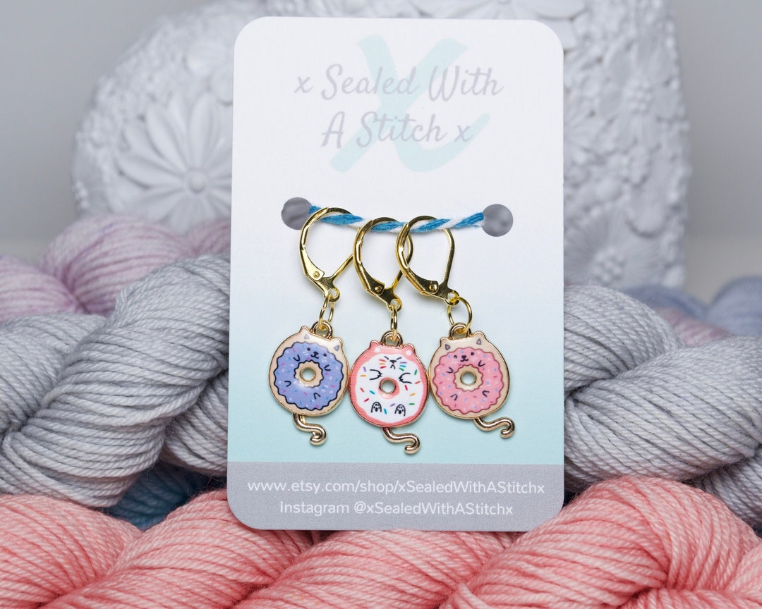 Cat Doughnut Stitch Markers set of 3, Progress Keepers for Knitting ...