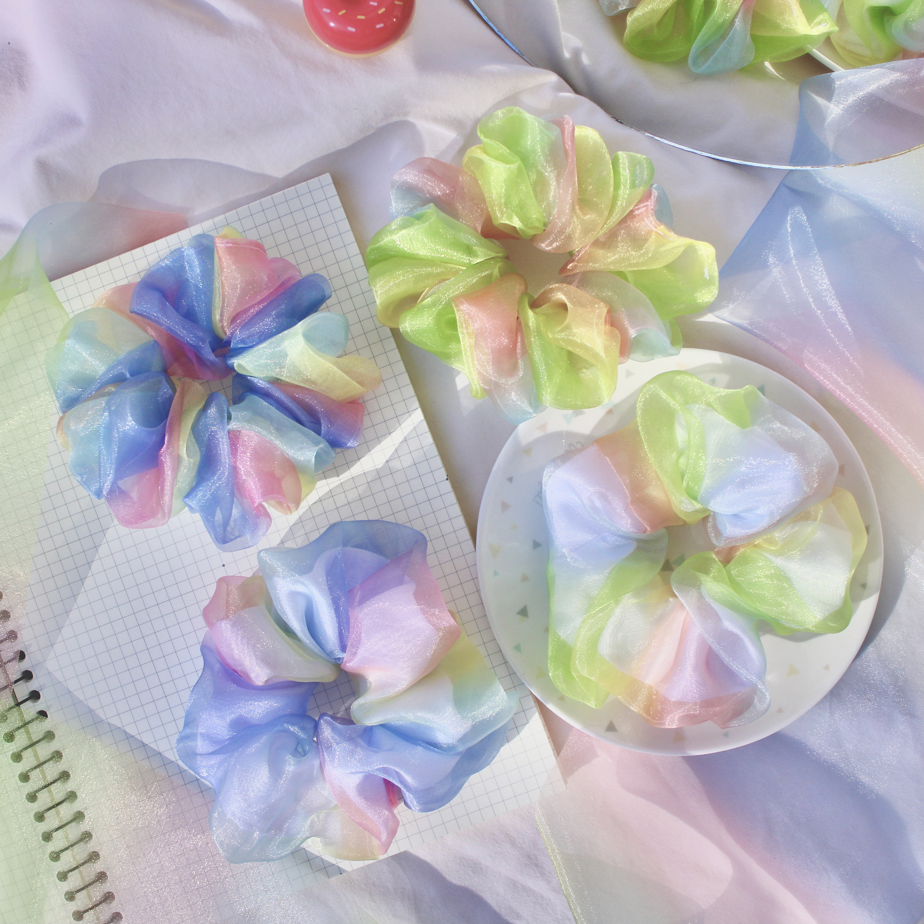 Rainbow Scrunchies SET Colorful Scrunchies Rainbow Hair | Etsy