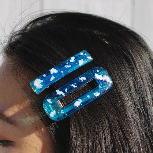 Blue Sky Cloud Hair Clips Resin Hair Clips White Clouds Hair | Etsy