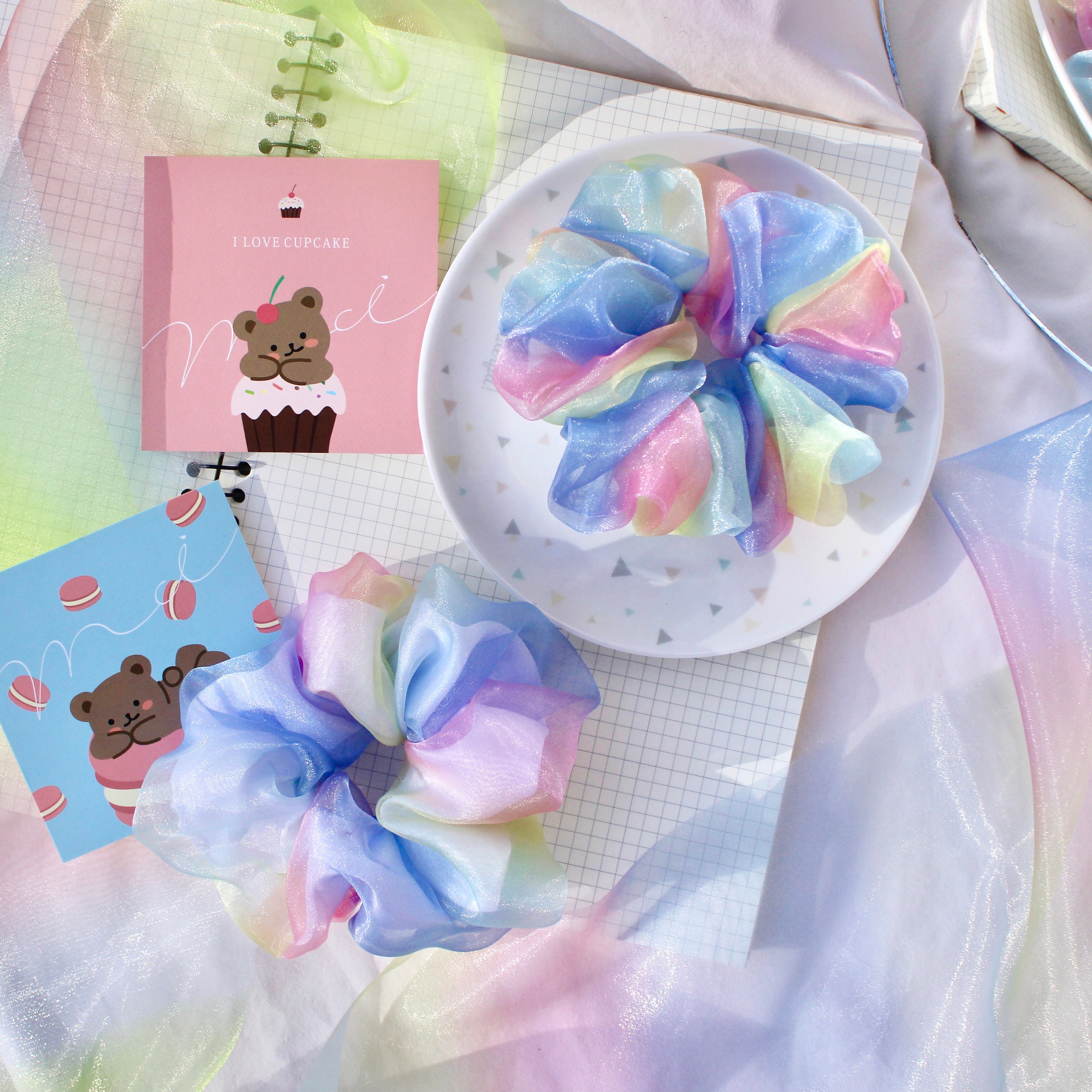 Rainbow Scrunchies SET Colorful Scrunchies Rainbow Hair | Etsy