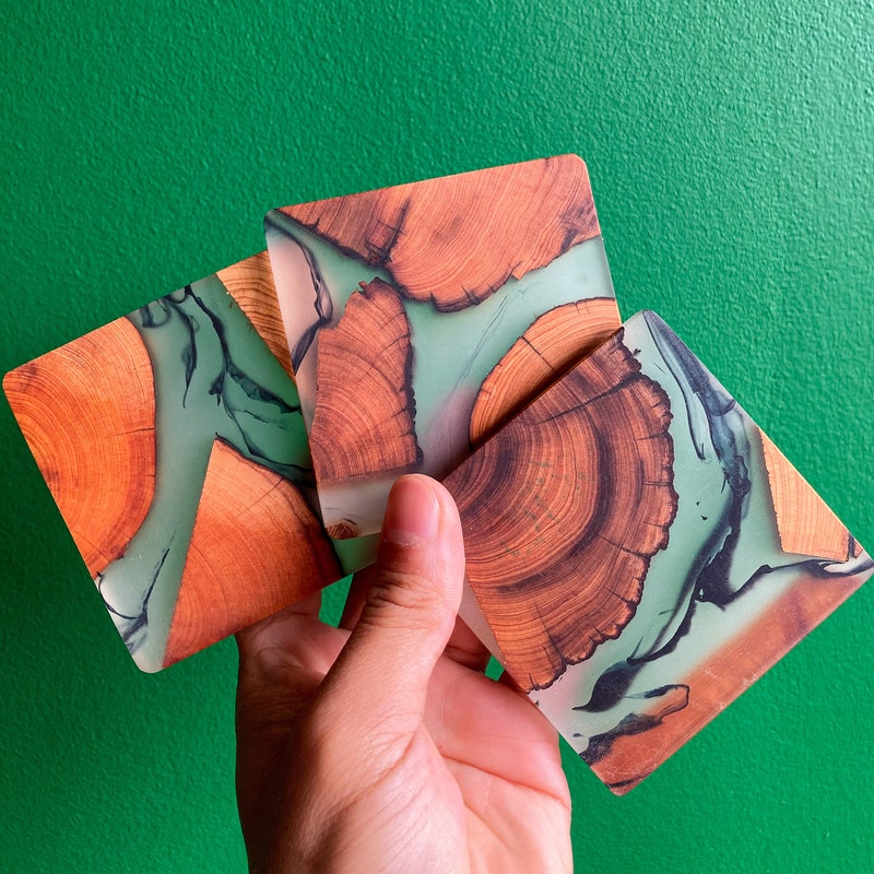 Wooden Resin Coasters - Etsy