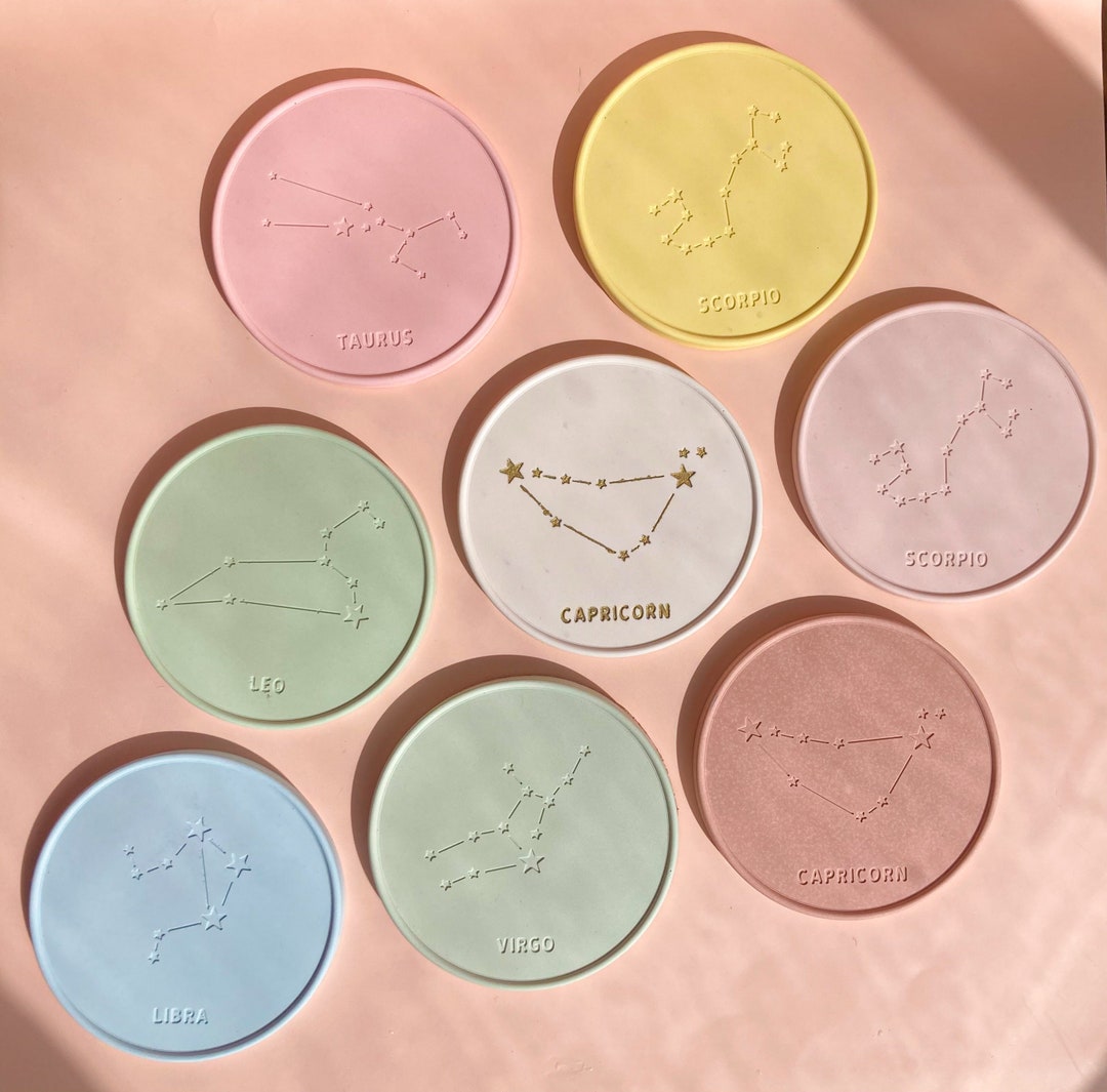 Personalised Zodiac Sign Drinks Coaster With Cork Back Padding ...