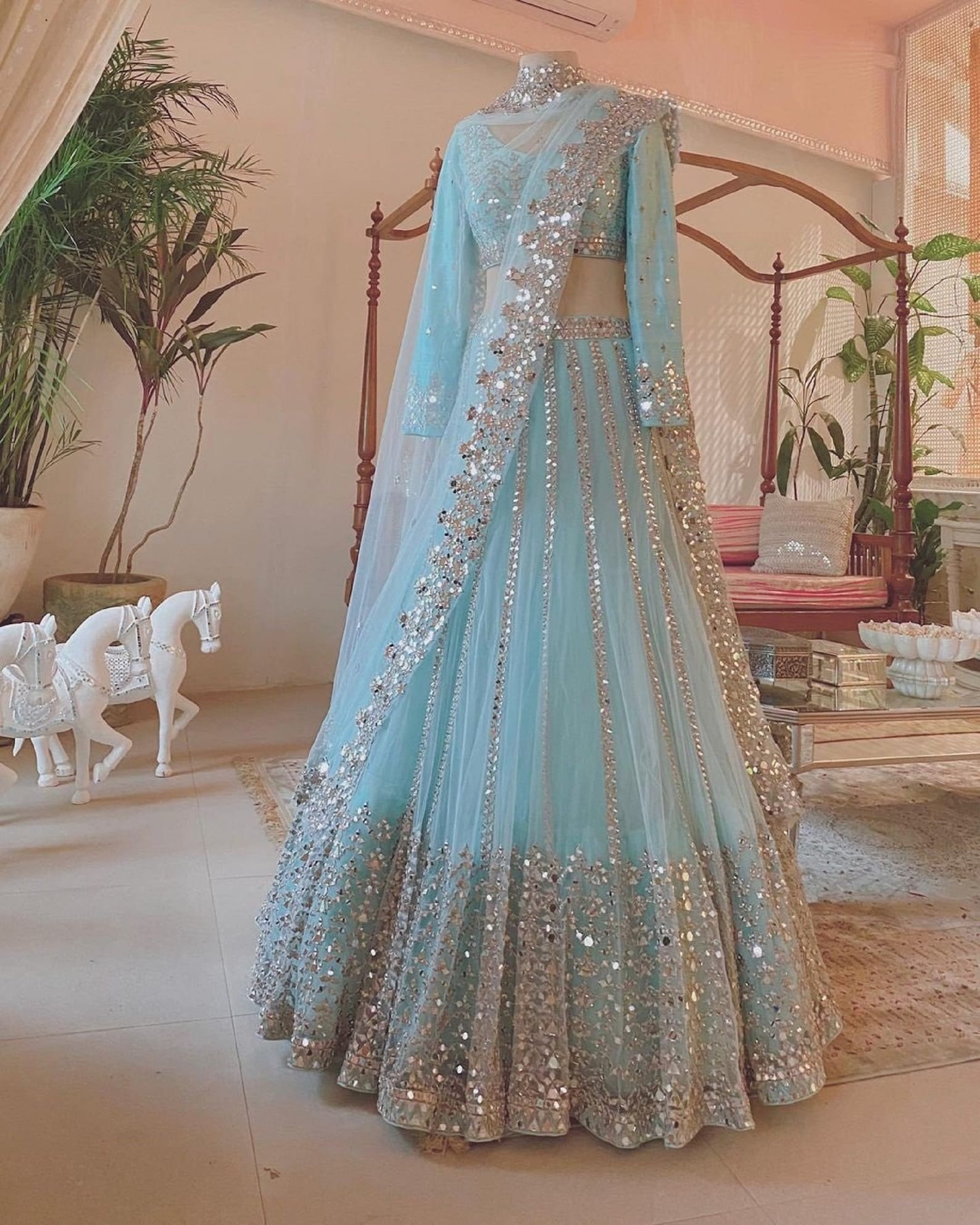 Exclusive Sky Blue Lehenga Choli With Dupatta indian Designer - Etsy