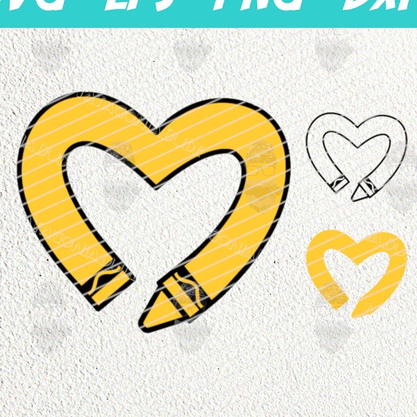 Crayon Heart Svg - Etsy