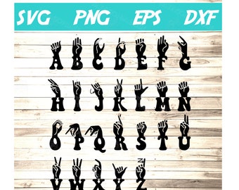 Sign Language Alphabet Svg Png Ttf Files ASL Svg Png Files - Etsy