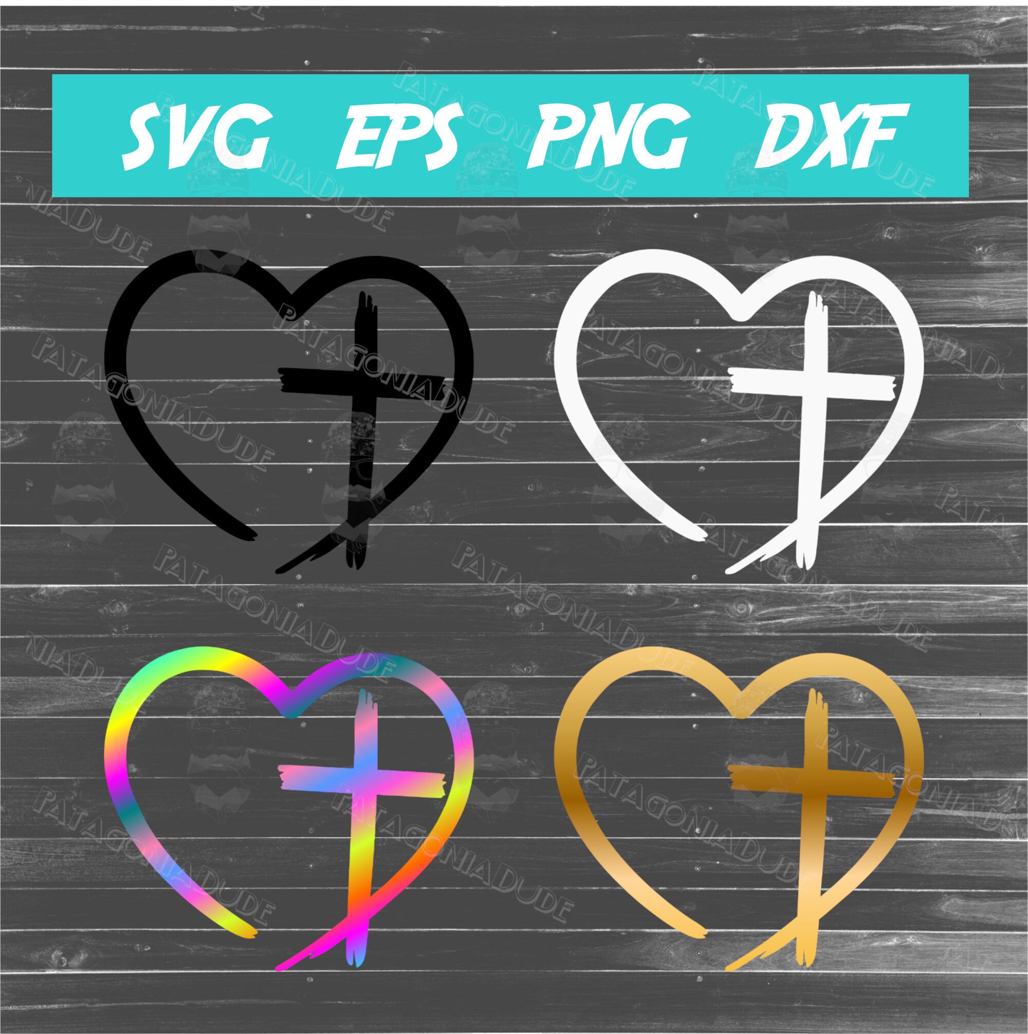 Cross With Heart SVG - Etsy