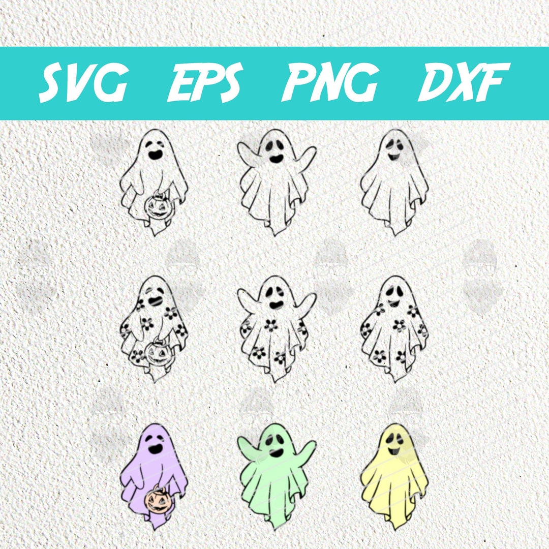 Happy Ghost SVG PNG Bundle - Etsy