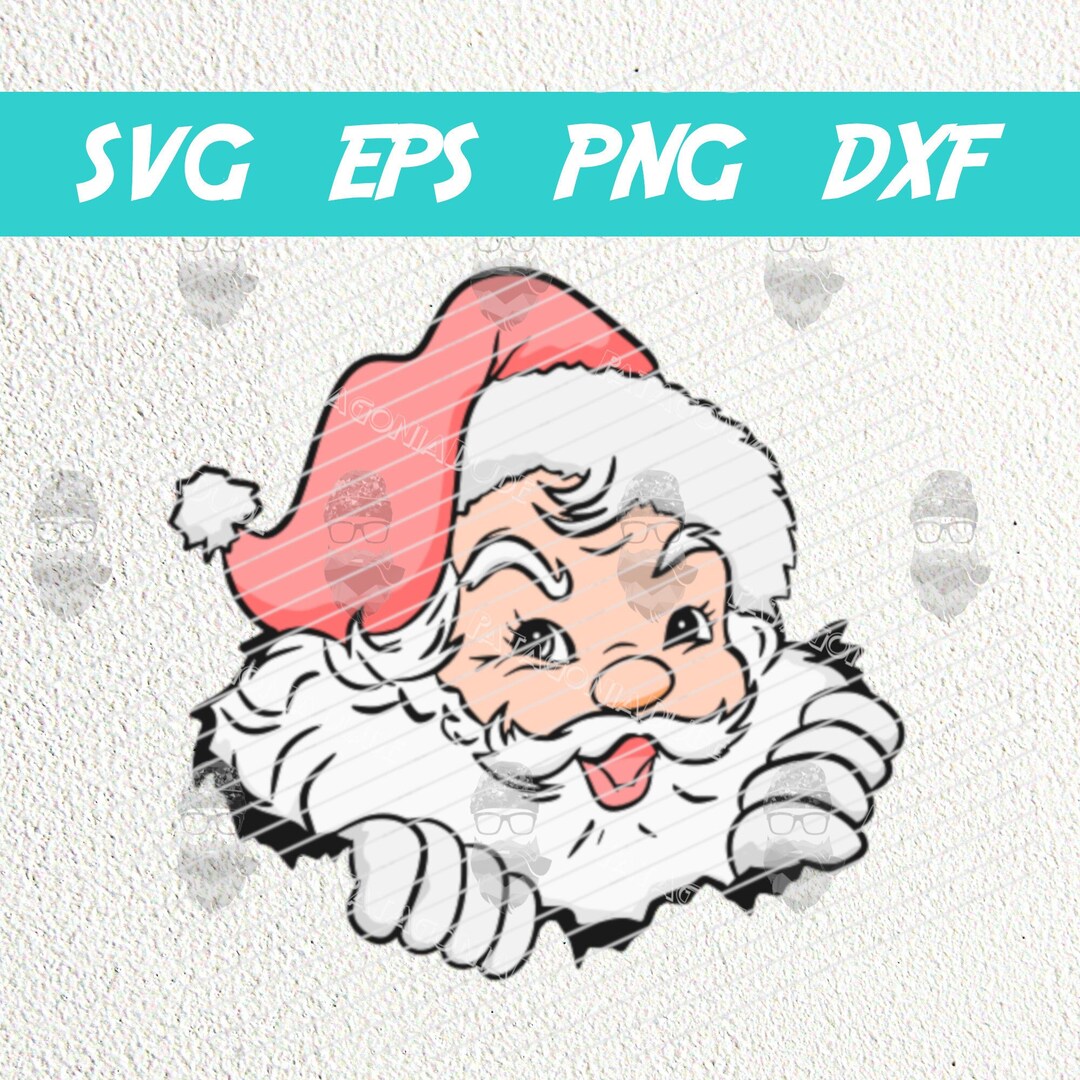 Santa Claus SVG PNG, Peeking Santa, Retro Christmas SVG - Etsy