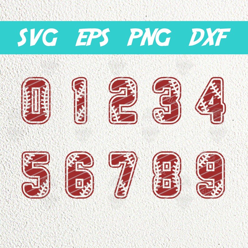 Baseball Font Numbers SVG PNG Retro Numbers Stitches - Etsy