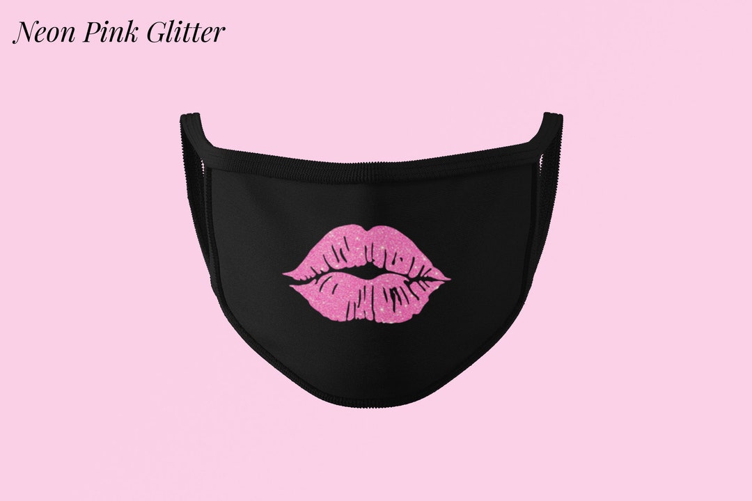 Kiss Lips Face Mask, Lips Face Mask, Glitter Kiss Lips Face Mask ...