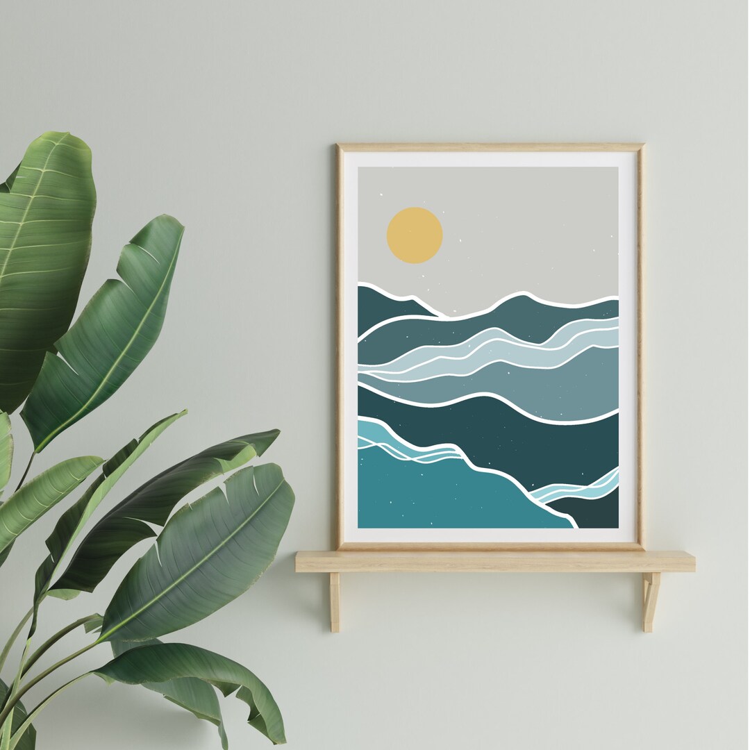 Abstract Ocean Print: Boho Coastal Wall Art (digital Download) - Etsy