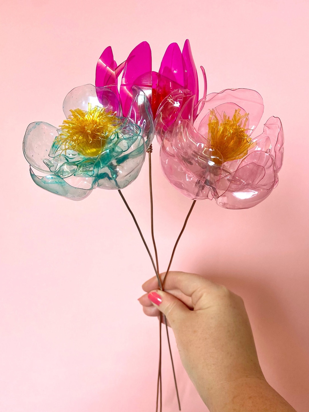 Recycled Plastic Bottle Large Flowers the Happy Small Bouquet in Blush ... Recycled Plastic Bottle Large Flowers the Happy Small Bouquet in Blush ...