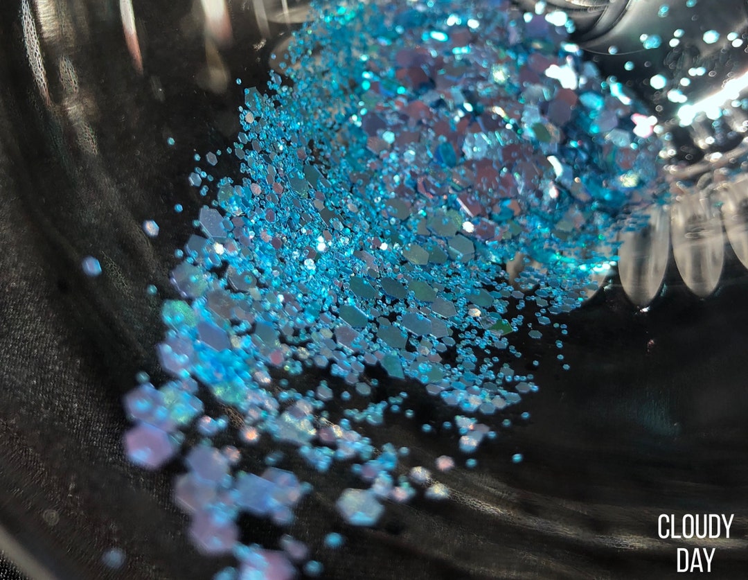 Cloudy Day-blue Grey Chunky Glitter Mix- Hexagon Glitter Mix -polyester ...
