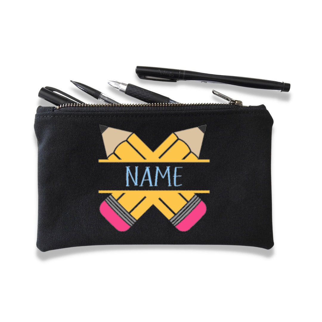 Personalized Black Pencil Pouch- School - Etsy