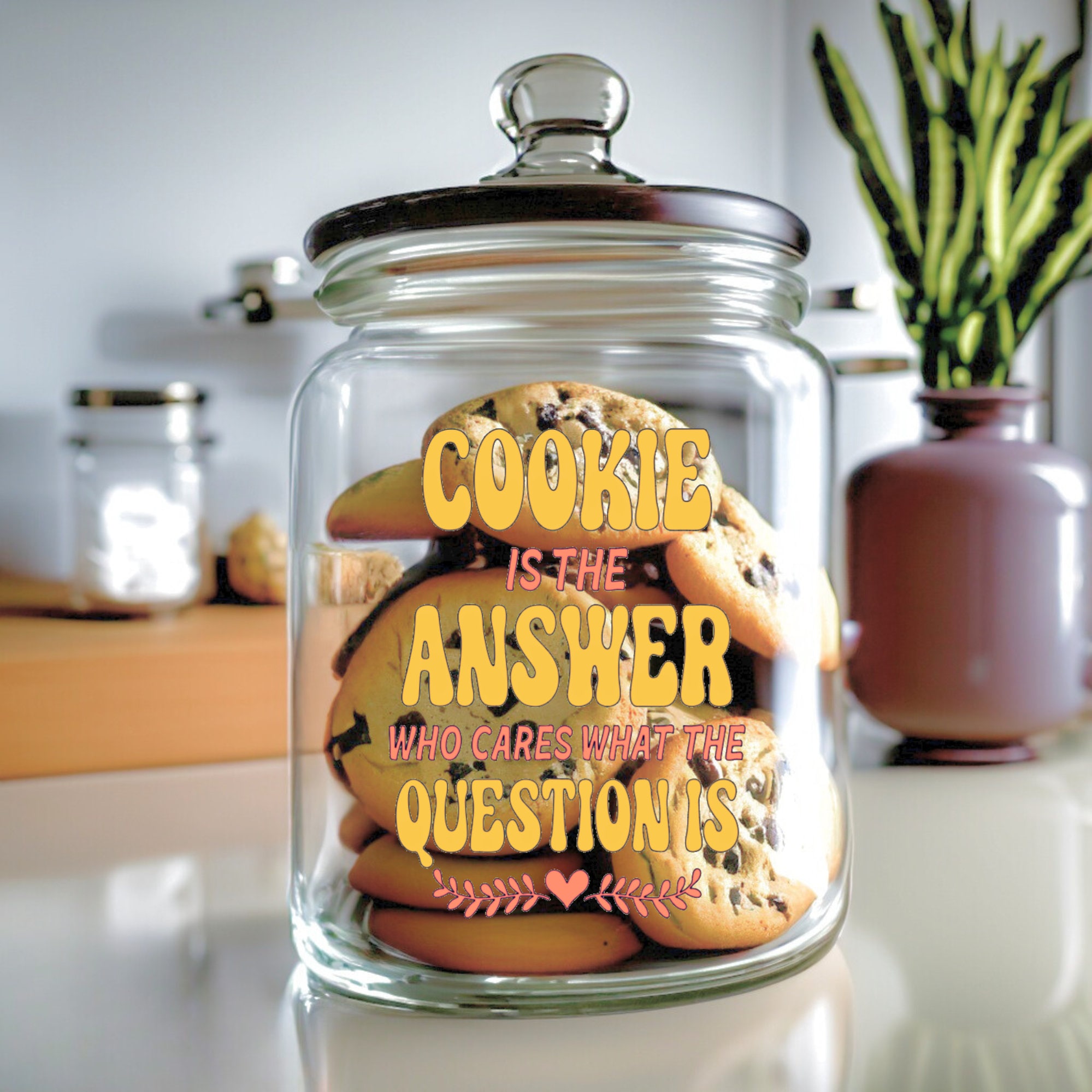Glass Cookie Jar- "cookie is the Answer" - Etsy