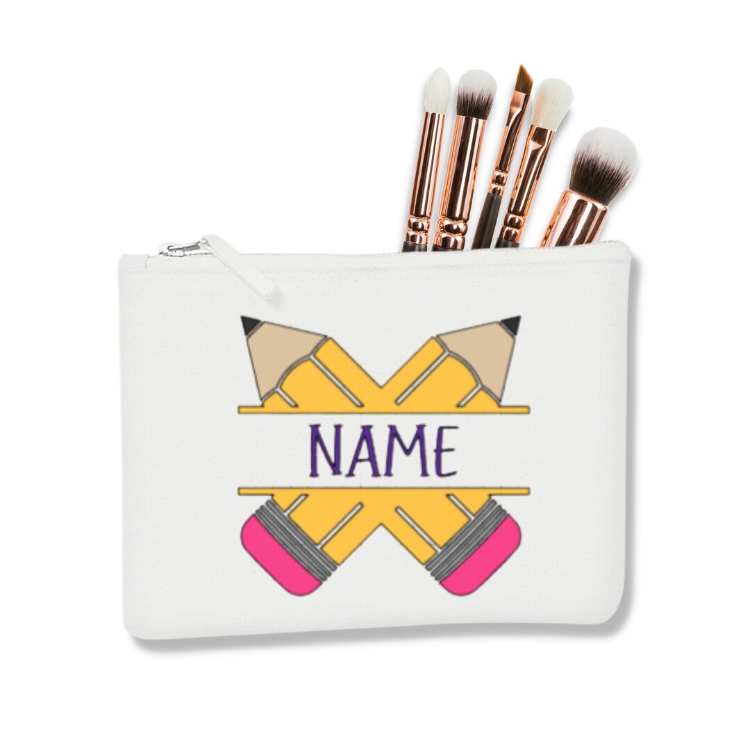 Personalized White Pencil Pouch- School - Etsy