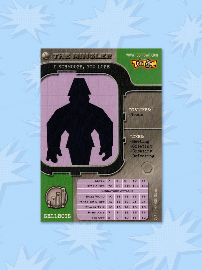The Mingler (2/61) - Cogs - Series 2 Toontown Online Trading Card - Etsy