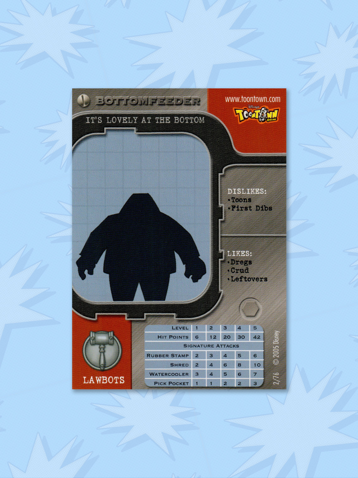 Bottomfeeder (2/76) - Cogs - Series 2 Toontown Online Trading Card - Etsy