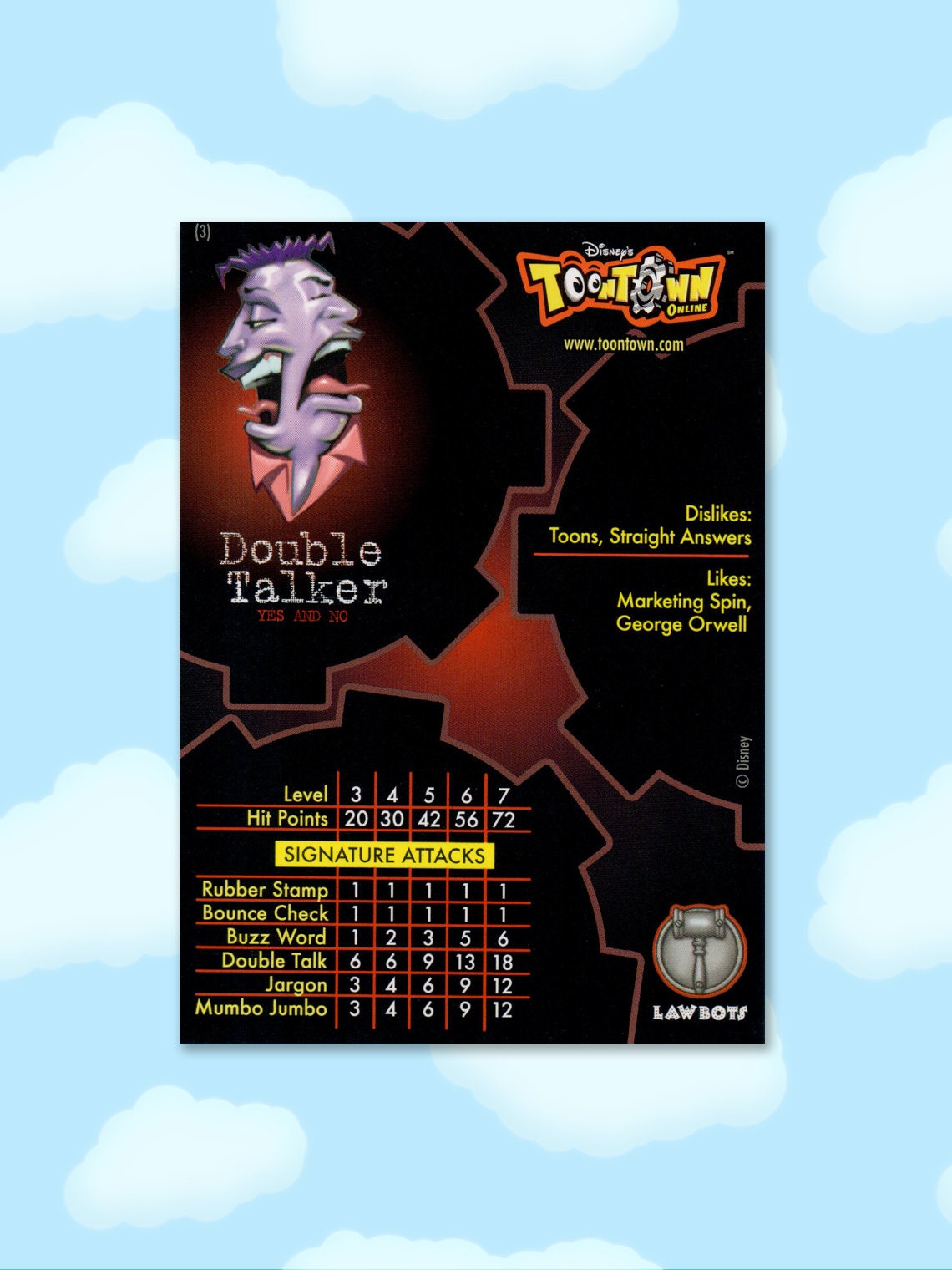 Double Talker Cogs Series 3 Toontown Online Trading Card - Etsy UK