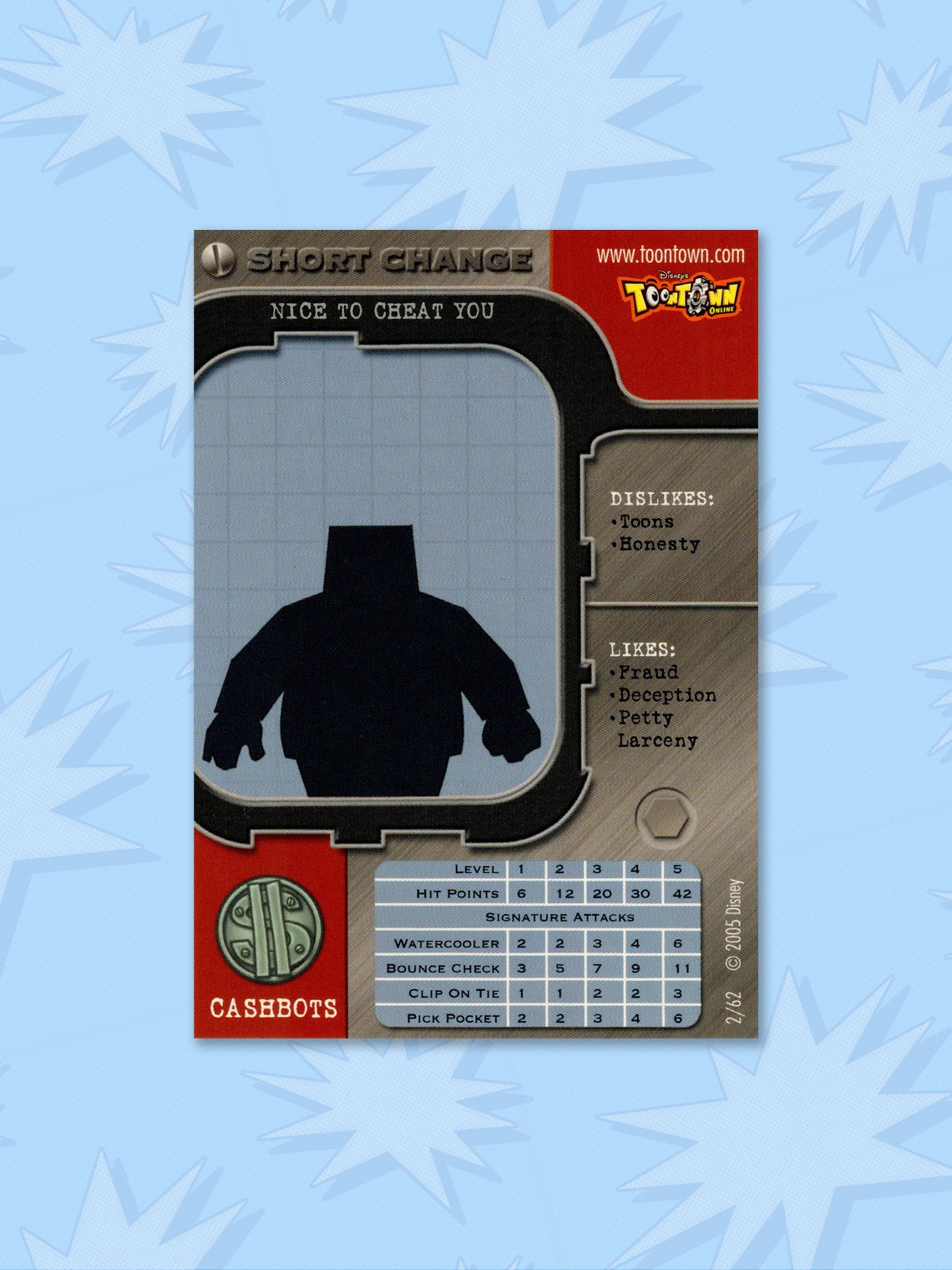 Short Change 2/62 Cogs Series 3 Toontown Online Trading - Etsy