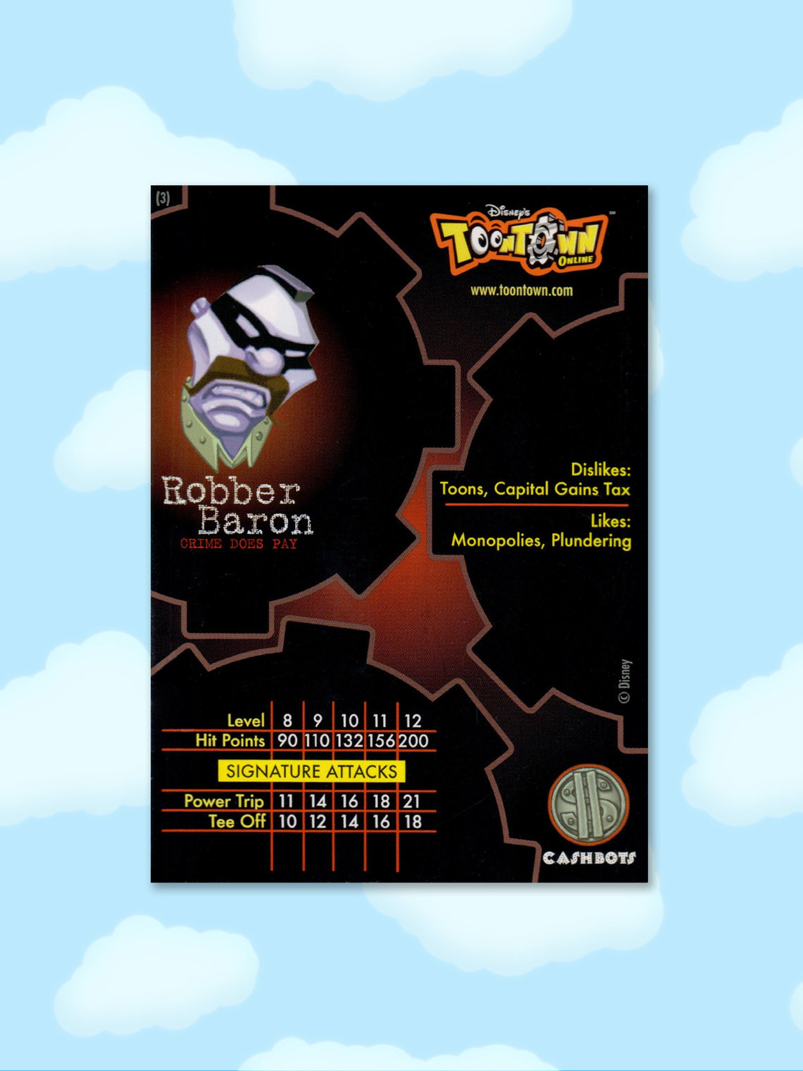 Robber Baron Cogs Series 3 Toontown Online Trading Card - Etsy