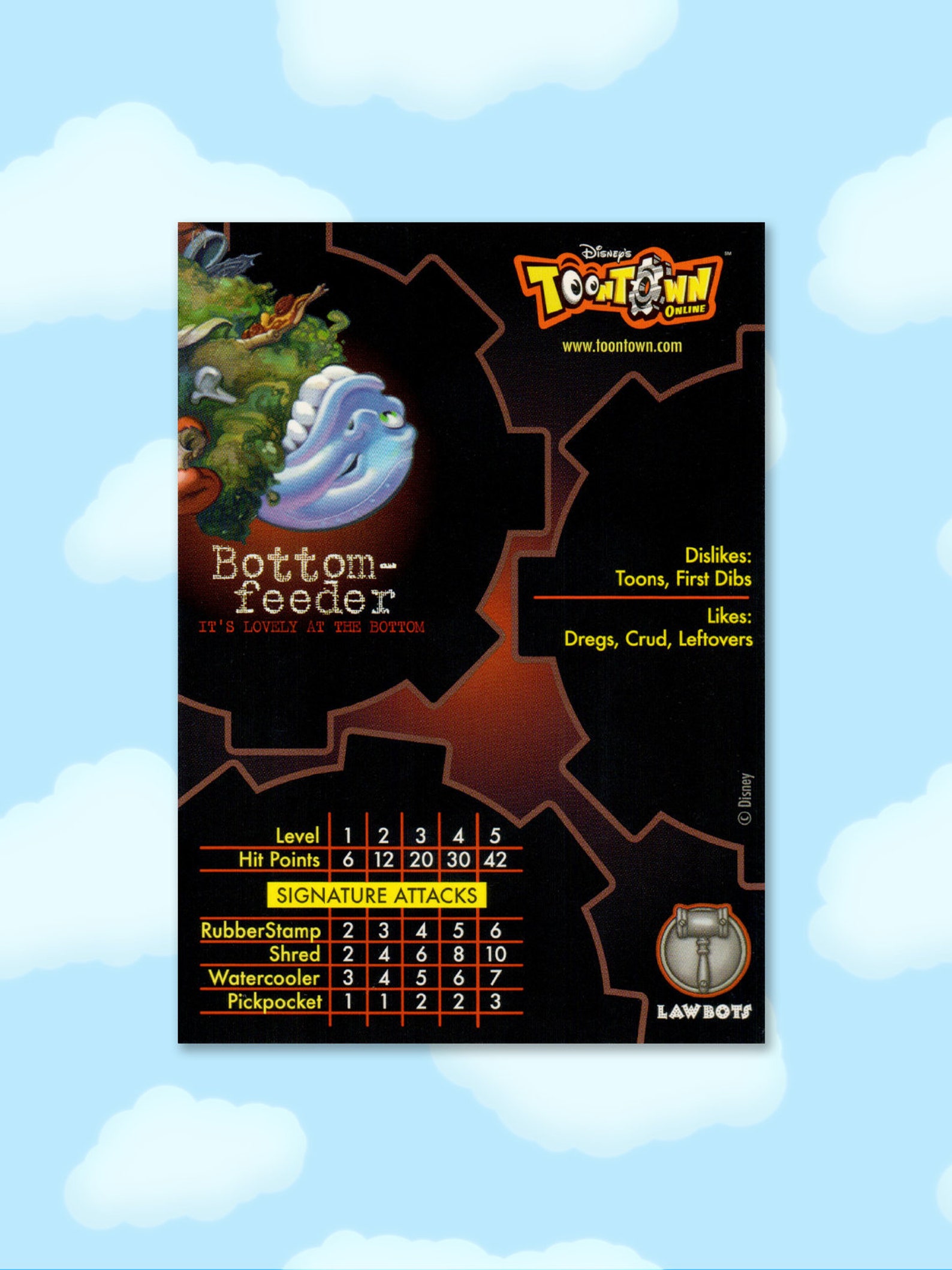 Bottomfeeder - Cogs - Series 3 Toontown Online Trading Card - Etsy