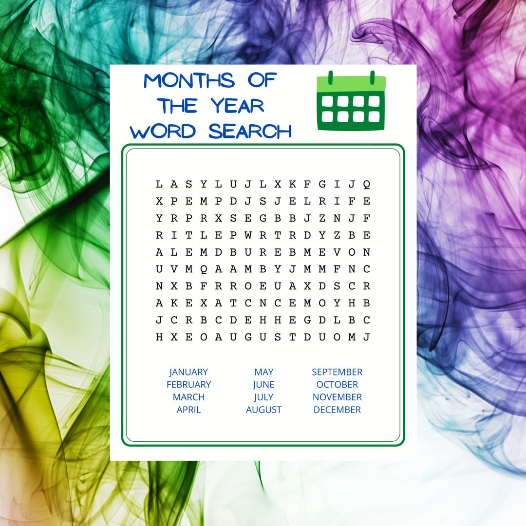 Months of the Year Word Search - Etsy
