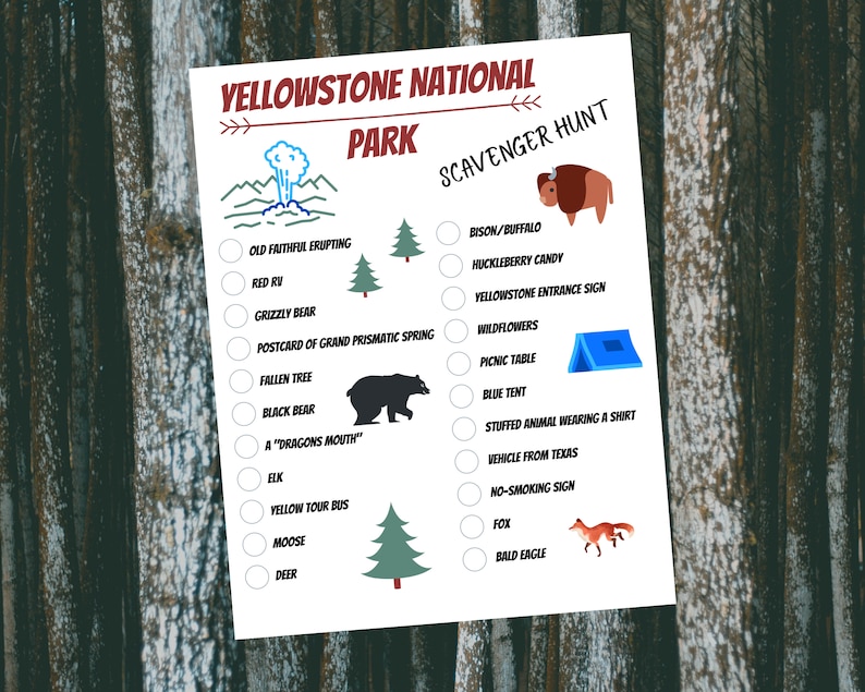 Yellowstone Scavenger Hunt - Etsy
