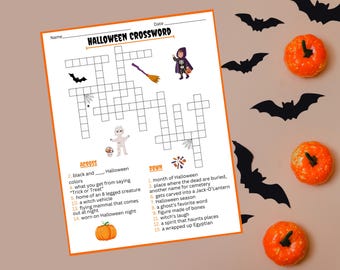 Spooky Halloween Crossword Puzzle – Printable Fun for Kids - Etsy