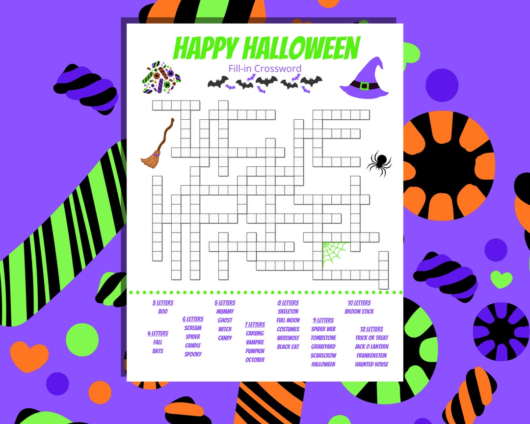 Halloween Fill-in Crossword Puzzle - Etsy